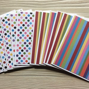Bright Pastel Dots and Stripes Note Cards/set of 12, Budget EZ, Blank ...