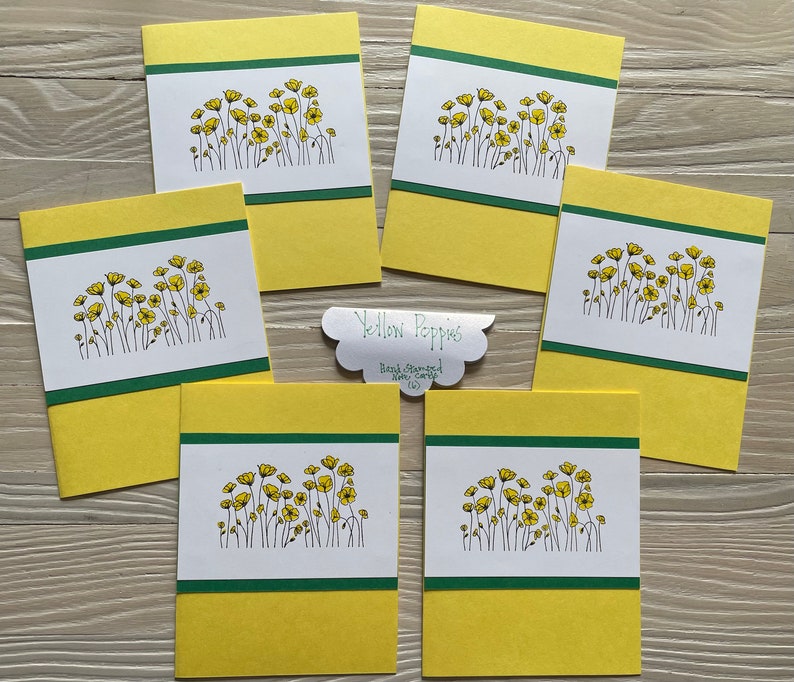Yellow Poppies Note Cards, Set of 6, Flower Note Cards, Blank Inside - Etsy
