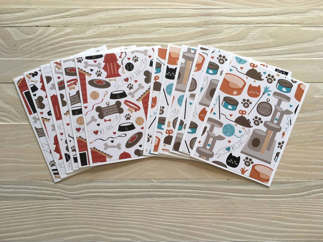 All About Dogs and Cats Note Cards/set of 12, Budget EZ, Blank Inside ...