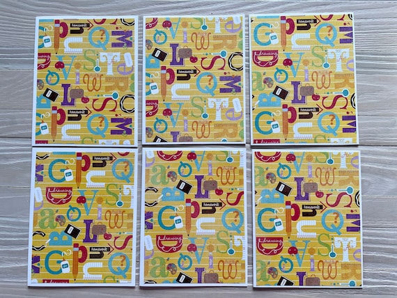 School Icon Alphabet Note Cards/set of 12 Budget EZ Blank - Etsy
