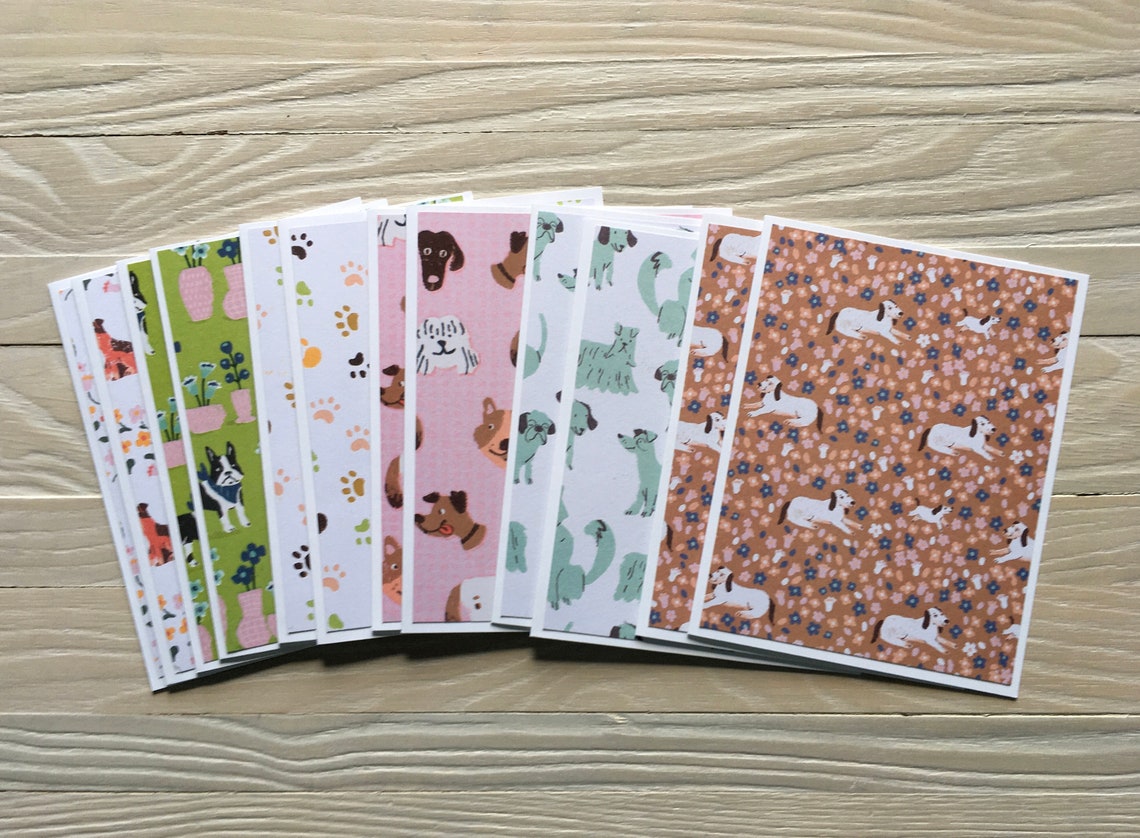 Dog Note Cards /set of 12 Budget EZ Blank Inside for Dog - Etsy