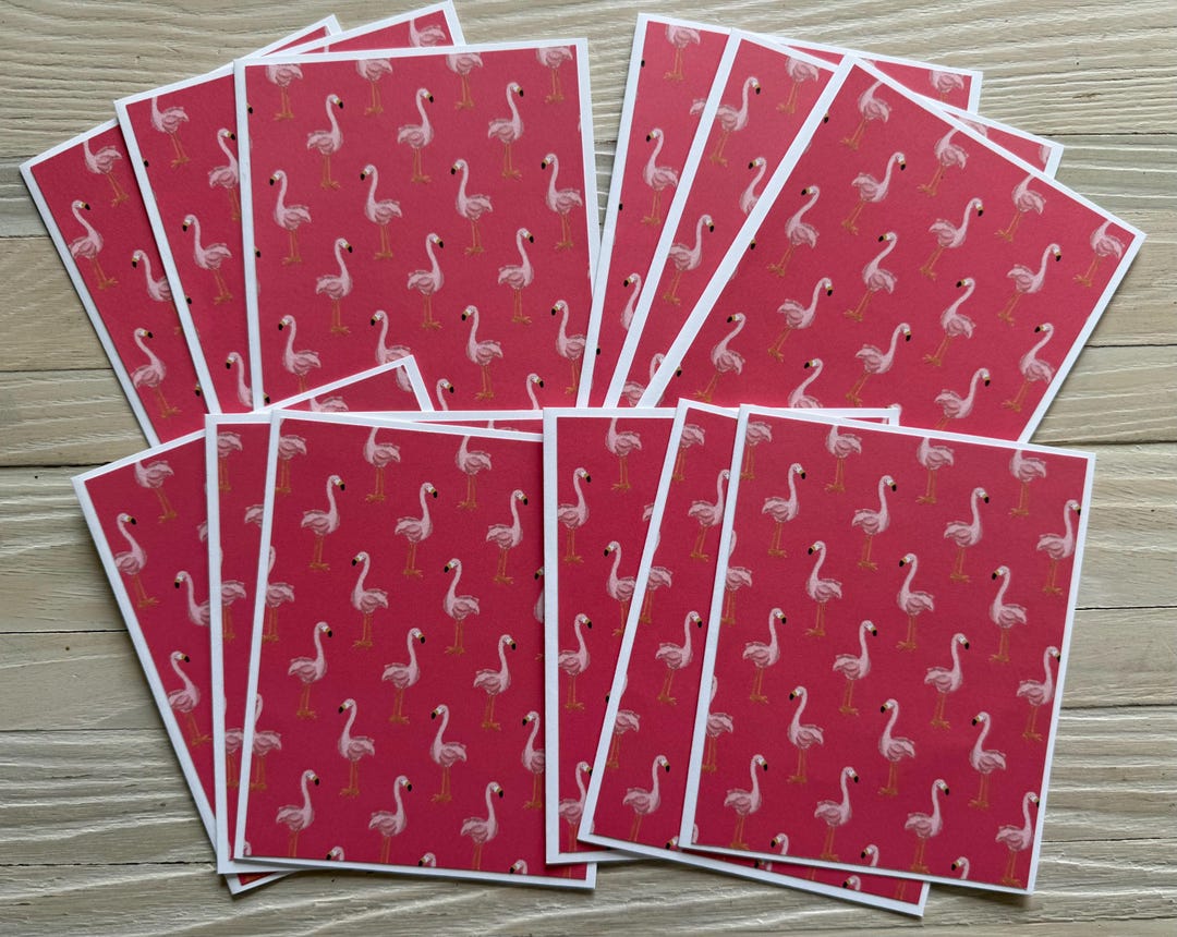 Flamingo Note Cards - Set of 12 Note Cards and Envelopes, Blank Inside ...