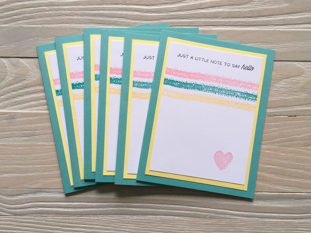 Pastel Stripes Hello Note Cards, Set of 6, Pastel Colors, Blank Inside ...