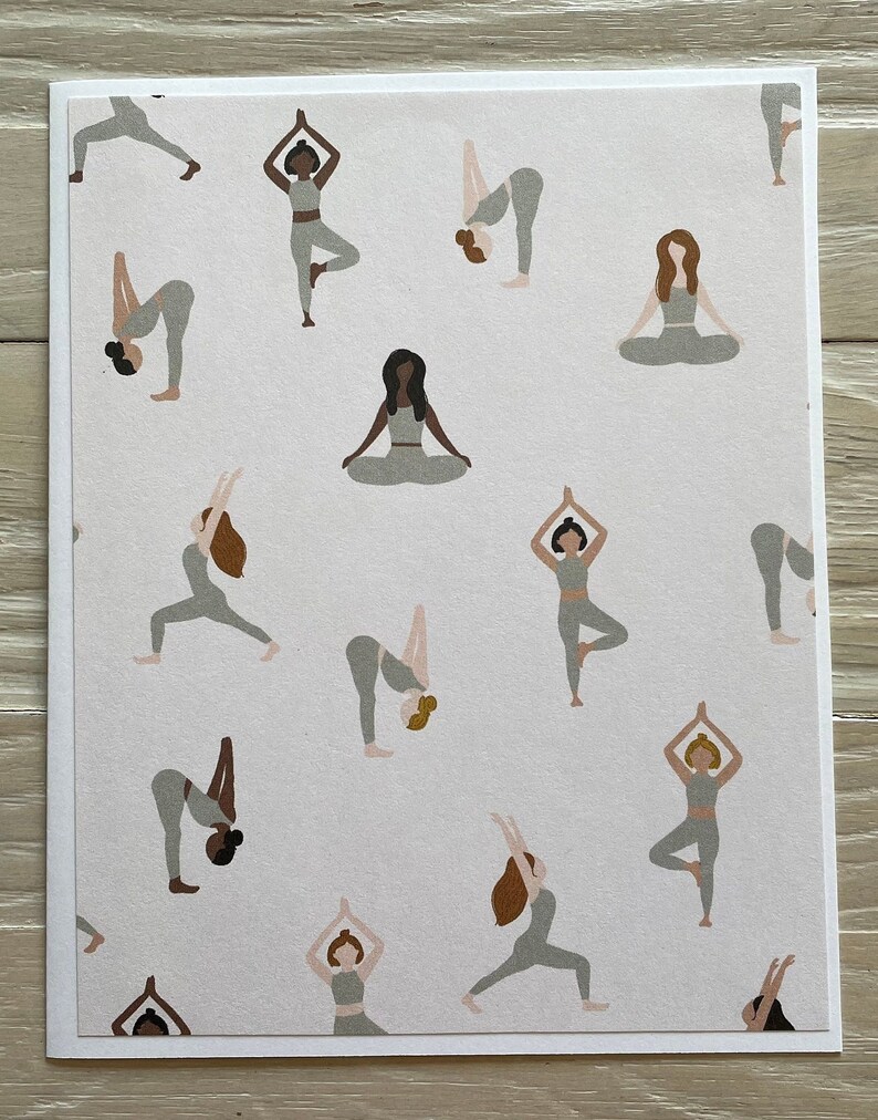 Yoga Note Cards/set of 12, Budget EZ, Blank Inside, Figure Doing Yoga ...
