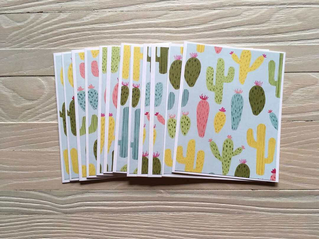 Cactus #3 Note Cards/set of 12, Pastel Colors, Budget EZ, Blank Inside ...