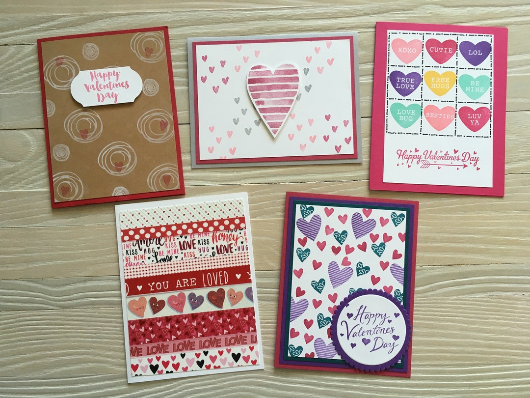 Valentine Cards Bundle 2, Handmade Cards, Seasonal Cards - Etsy
