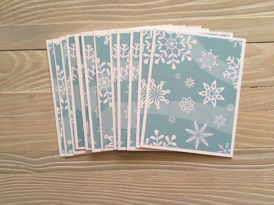 Teal Snowflake Note Cards/set of 12, Budget EZ, Blank Inside - Etsy
