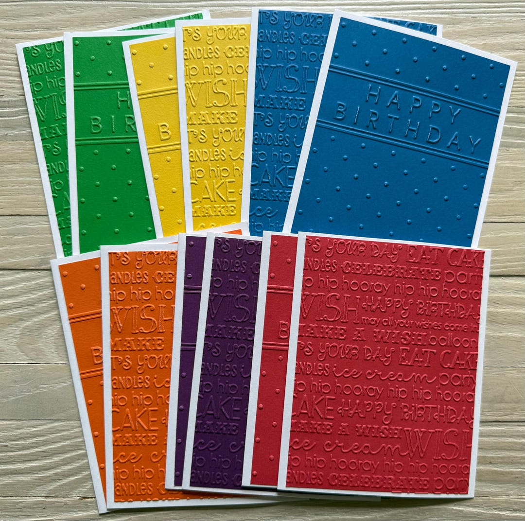 Embossed Happy Birthday Note Cards - Set of 12 With Envelopes - Etsy