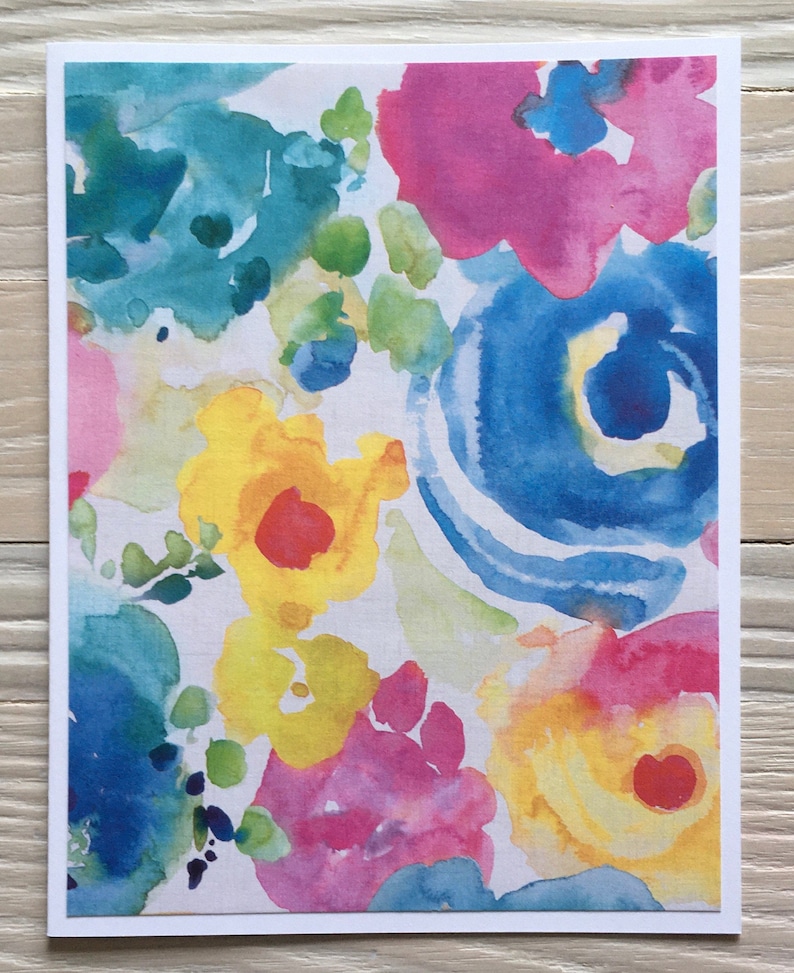 Watercolor Flowers Note Cards/set of 12 Budget EZ Blank - Etsy