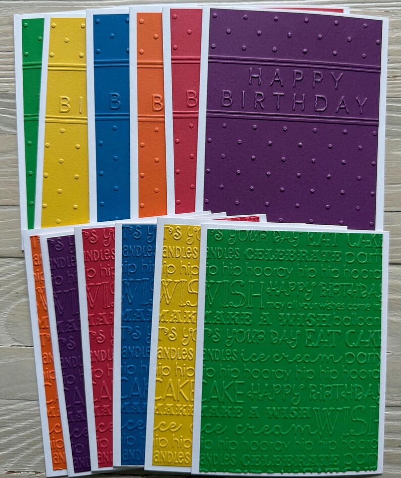Embossed Happy Birthday Note Cards - Set of 12 With Envelopes - Etsy