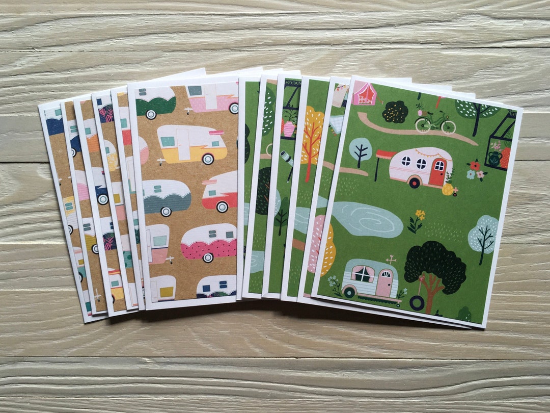 Camping Note Cards/set of 12, Budget EZ, Blank Inside, All Occasion - Etsy