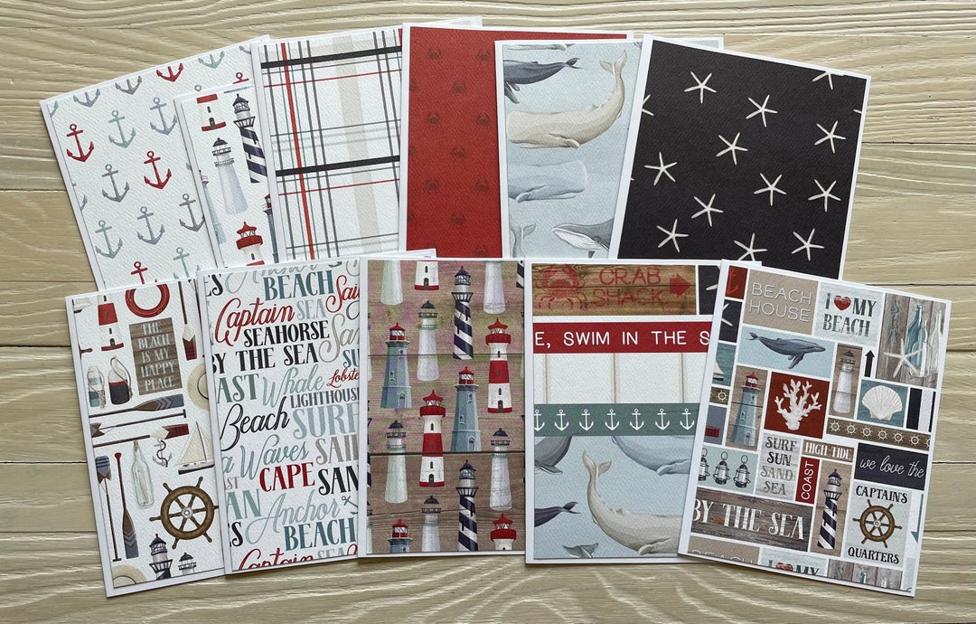 By the Sea Note Cards/set of 11 Designs; Ocean, Coast, Beach Themes ...