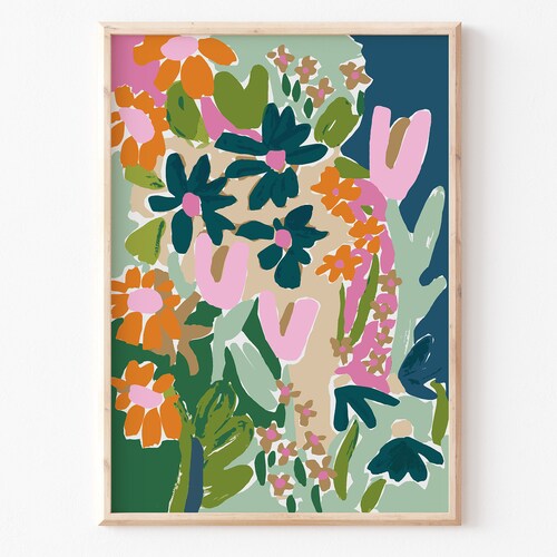 A3A4A5 floral Abstract Art Print colourful Nature Print - Etsy
