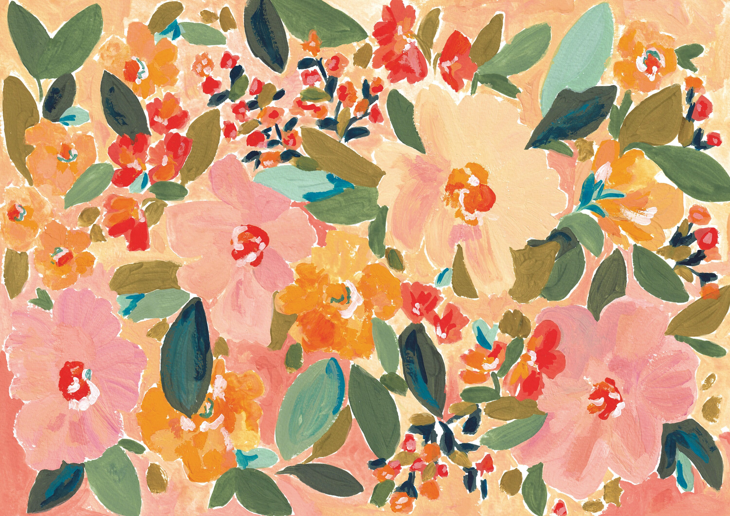 A3|A4|A5 |floral Abstract Art Print |colourful Nature Print | Floral ...