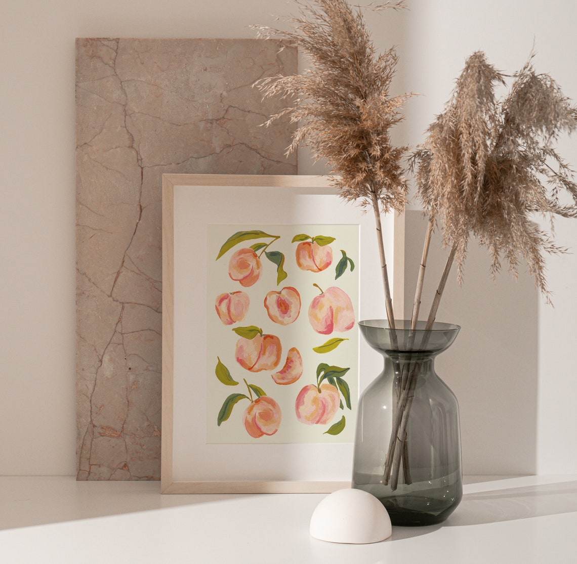 A3A4A5 Peach Fruit Art Print Colourful Nature Print | Etsy
