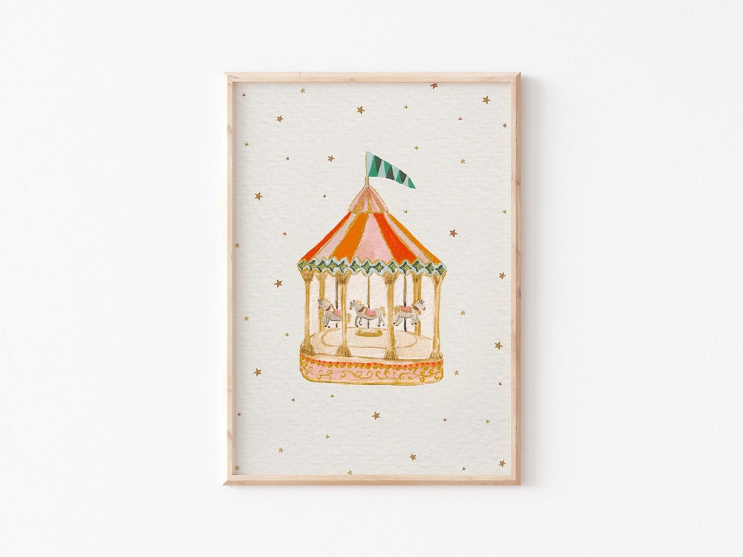 Carousel Art Print |nursery Print | Fun Fair Illustration | Whimsical ...