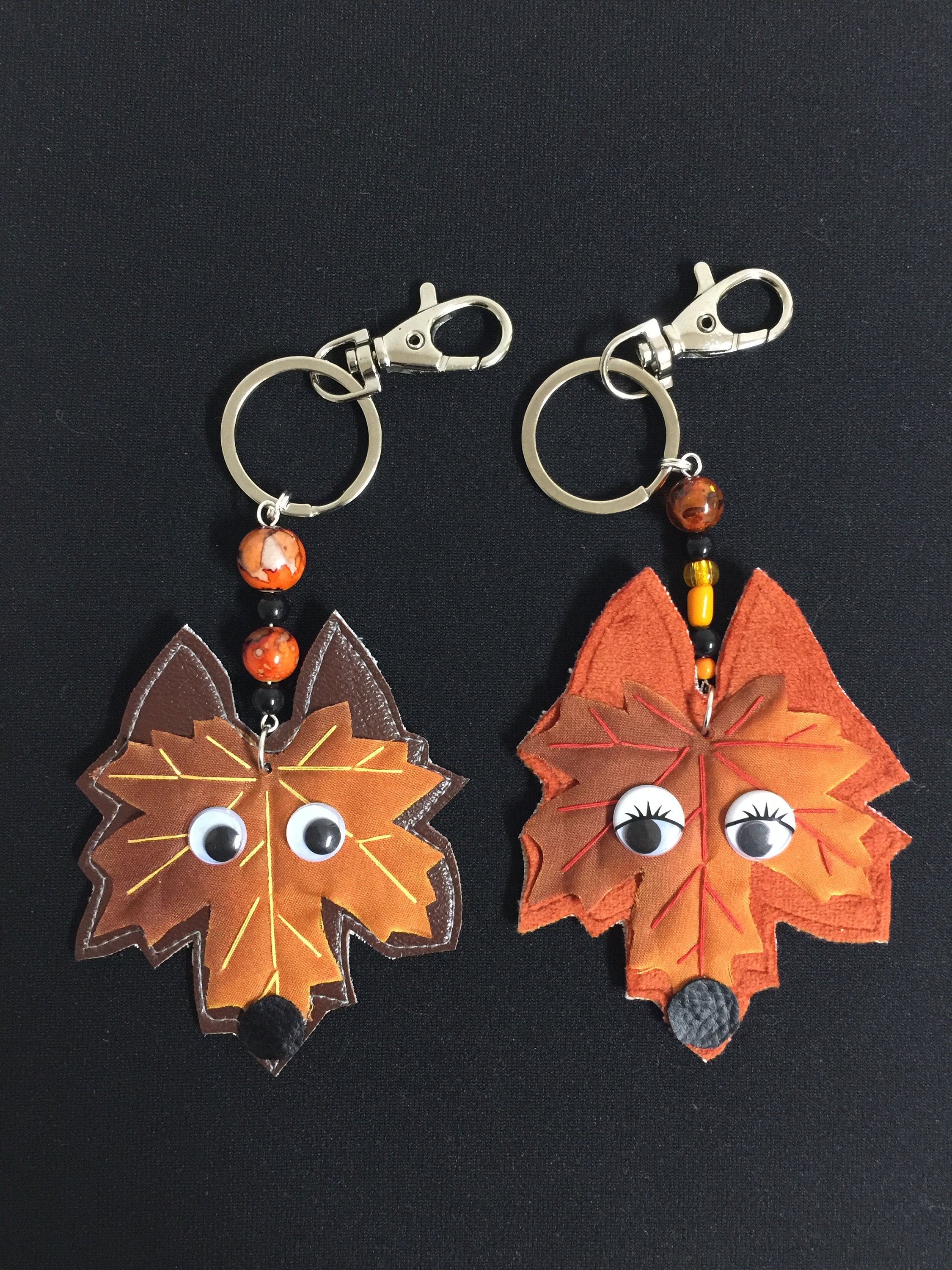 Fox Key Chain Fox Bag Charm, Leaf Fox, Leather Fox, Fox Keychain - Etsy