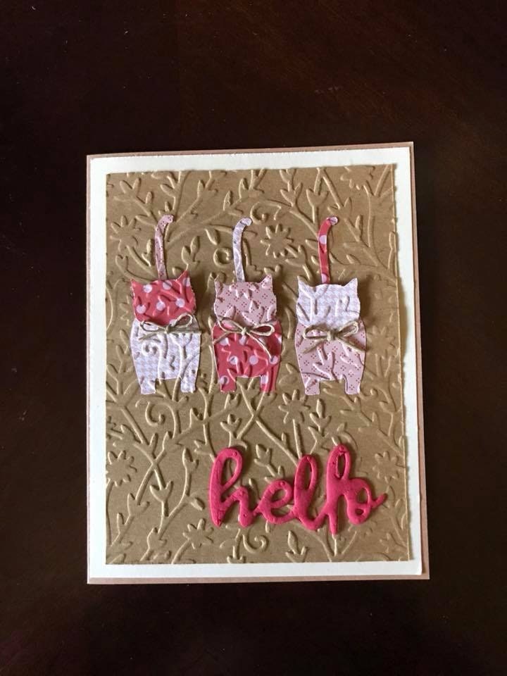 Hello Card, Cat Card, Embossed Card, Greeting Card, Blank Card ...