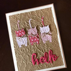Hello Card, Cat Card, Embossed Card, Greeting Card, Blank Card ...