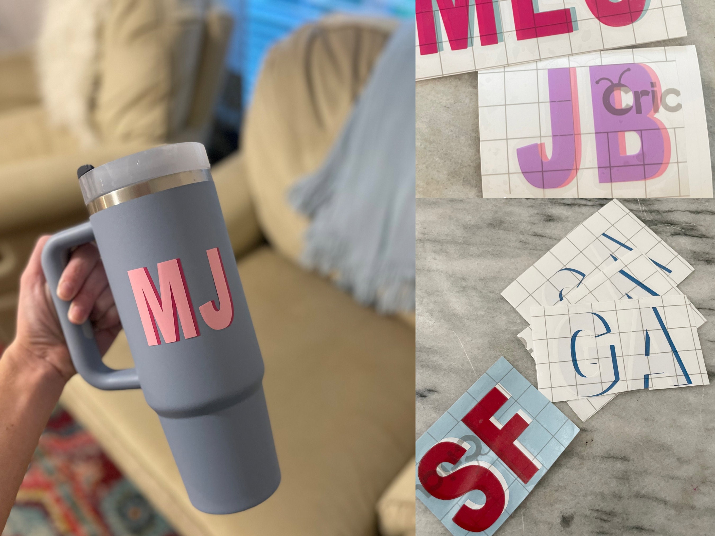 Personalized Shadow Monogram Sticker - Stanley Cup Monogram - Double ...