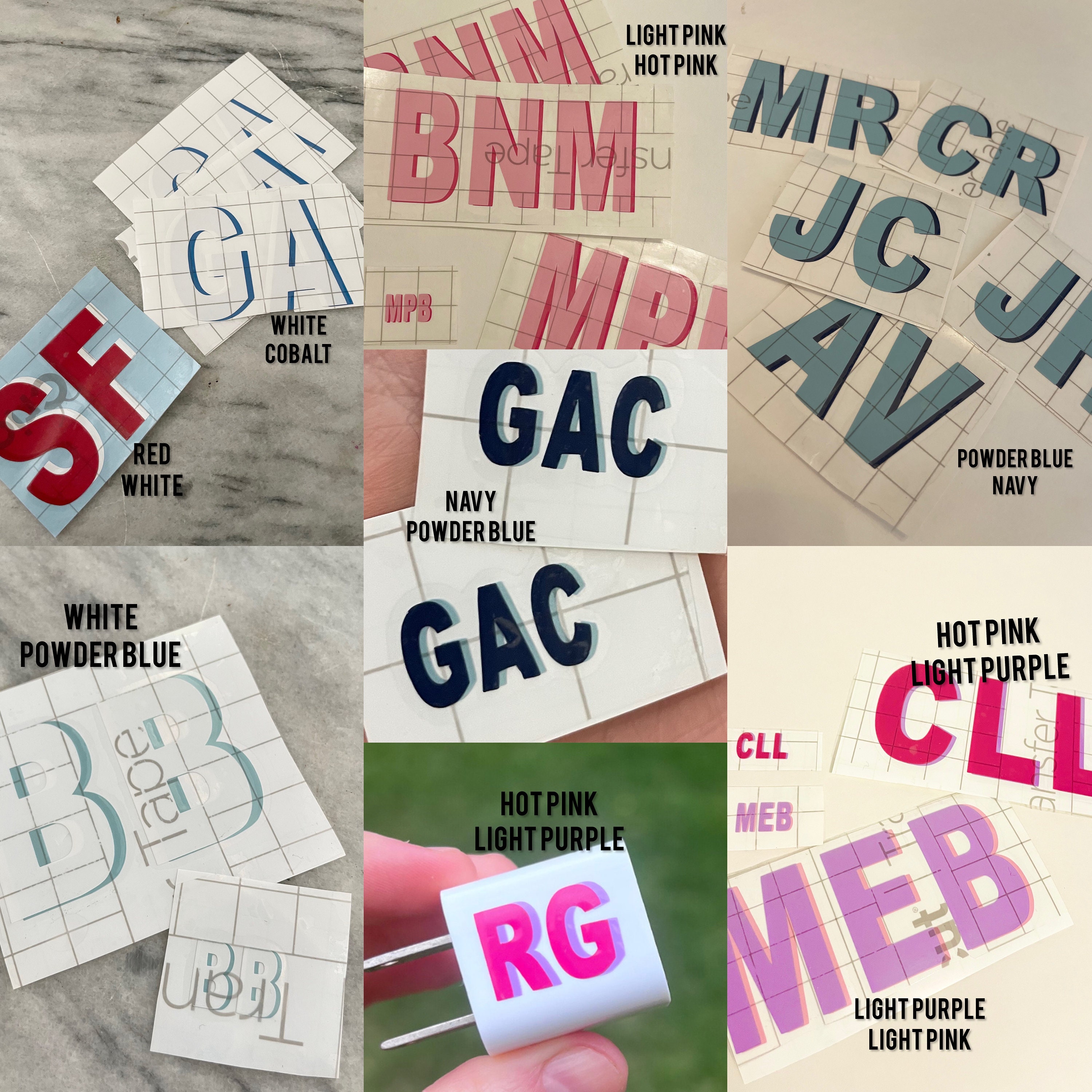 Personalized Shadow Monogram Sticker Pool Pouch Monogram Double Layer ...