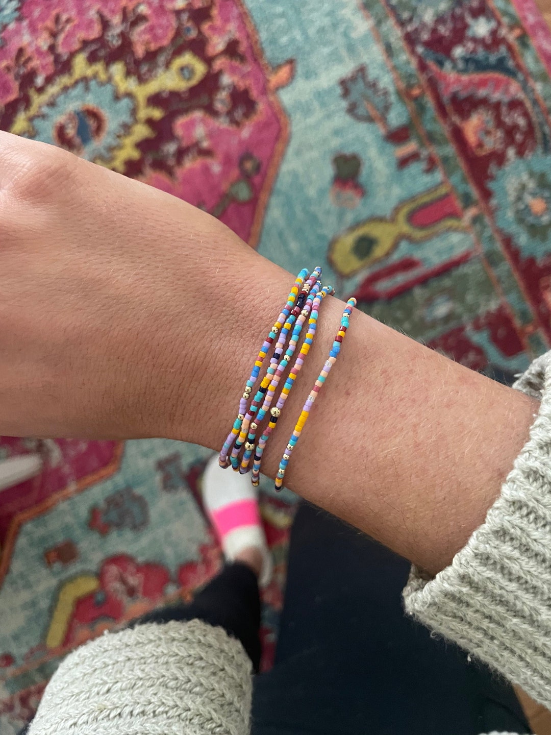 Colorful Seed Bead Stretch Bracelet - 1 Bracelet - Stacking Stretch ...