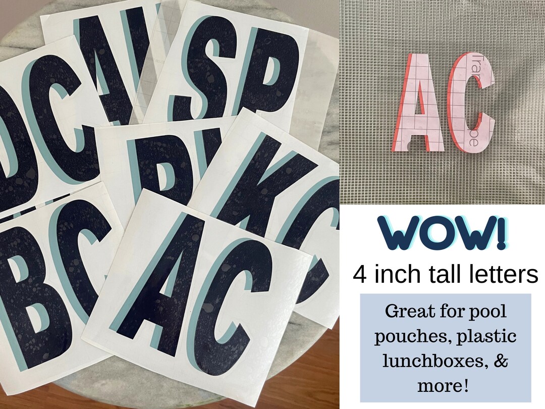 Personalized Shadow Monogram Sticker Pool Pouch Monogram Double Layer ...