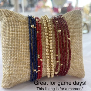 Maroon Seed Bead Stretch Bracelet - 1 Bracelet - Etsy