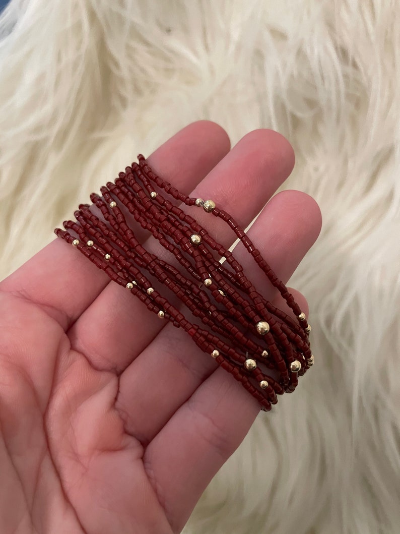 Maroon Seed Bead Stretch Bracelet - 1 Bracelet - Etsy
