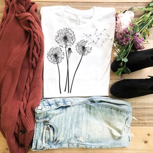Dandelion Silhouette Tee, Botanical Tshirt, Botanical Shirt, Wildflower Shirt, Dandelion Shirt ...