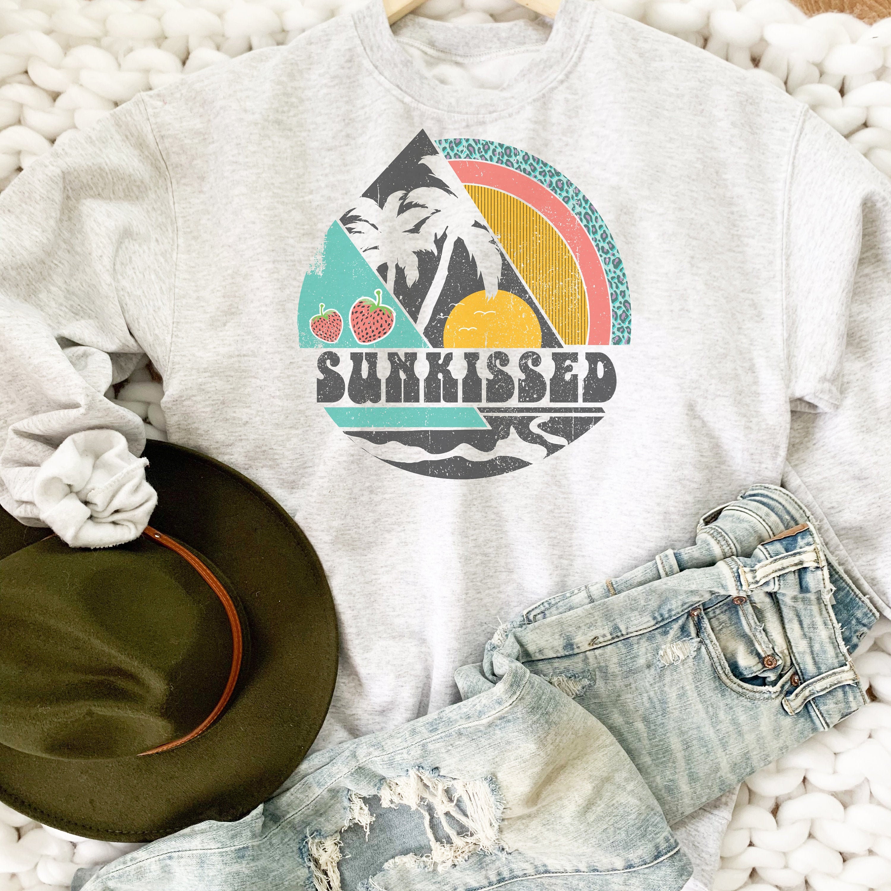 Retro Sunkissed Sweatshirt Retro Sunshine Sweatshirt Beach Etsy