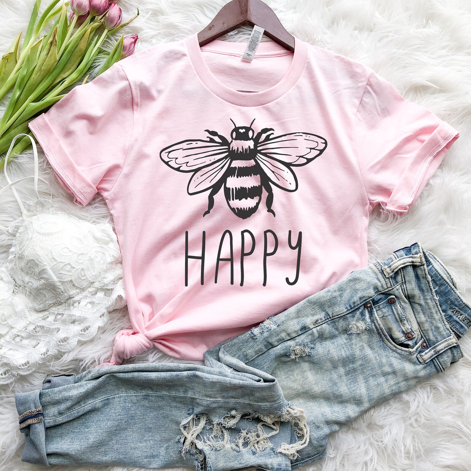 Bee Shirt for Women Bee Happy Shirt Bee Lover Vegan Shirt | Etsy