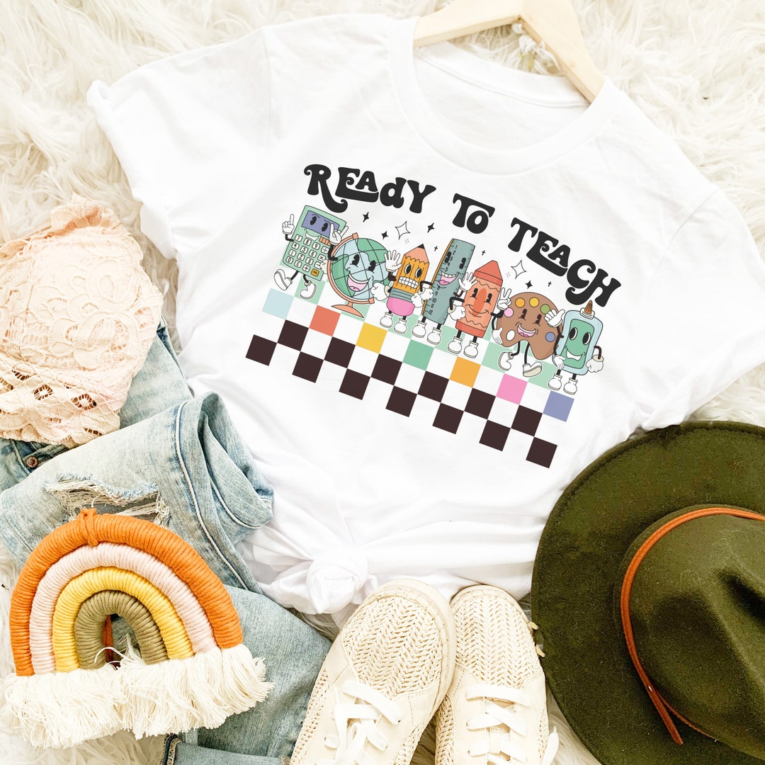 Retro Ready to Teach Checkered Teacher Shirt, Retro Teacher Shirt ...