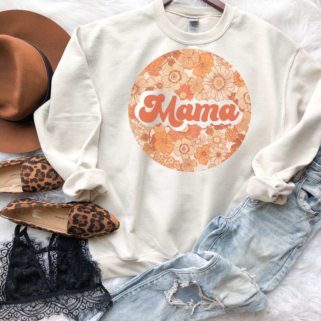 Retro Floral Mama Sweatshirt Retro Mama Hoodie Mama - Etsy