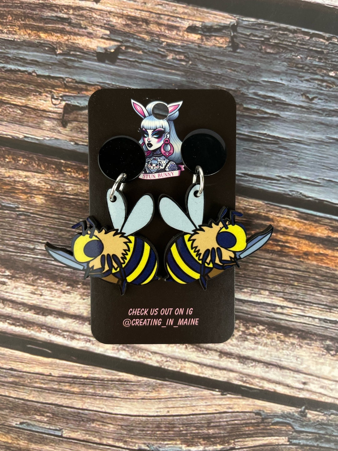 Bee Earring, Killer Bee Earring, Bug Earring, Funny Earring - Etsy