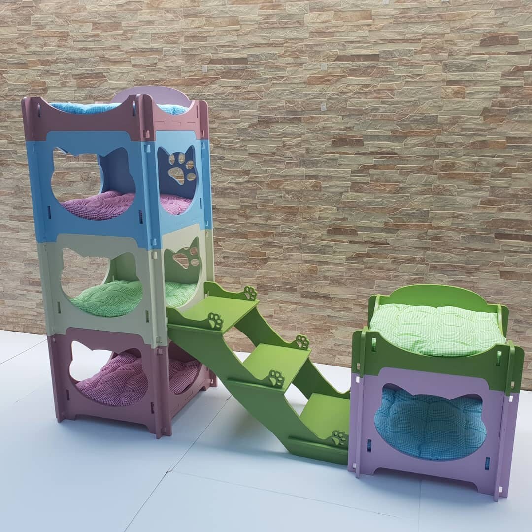 Cat Modular Wooden House, Cat Wooden House DXF SVG EPS, Cat House, Pet ...