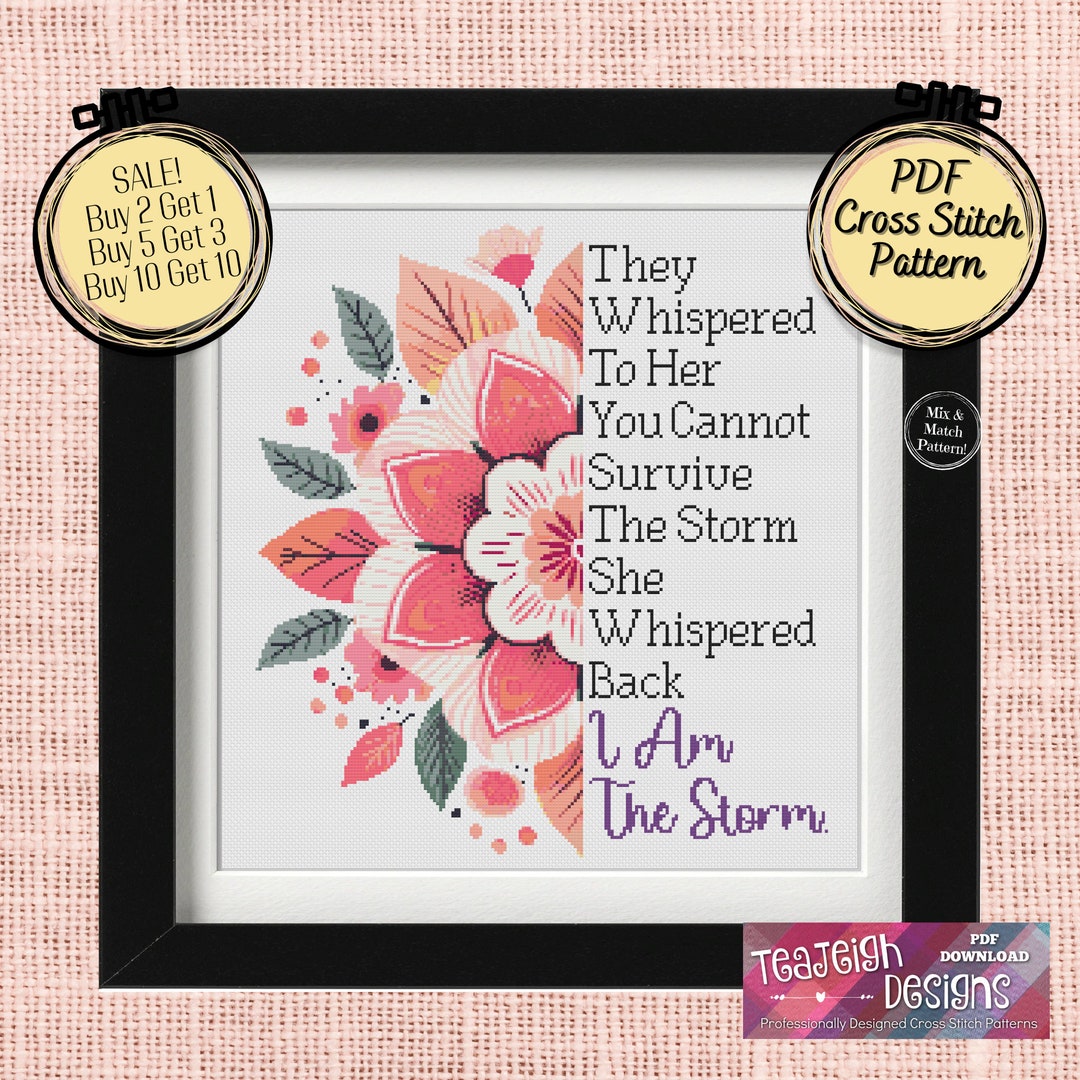 I Am the Storm Cross Stitch Pattern PEACH BLOSSOM Mandala Mix and Match ...