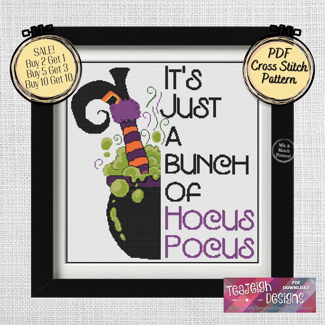 Hocus Pocus Mandala Cross Stitch Pattern - Halloween Cross Stitch - Mix ...