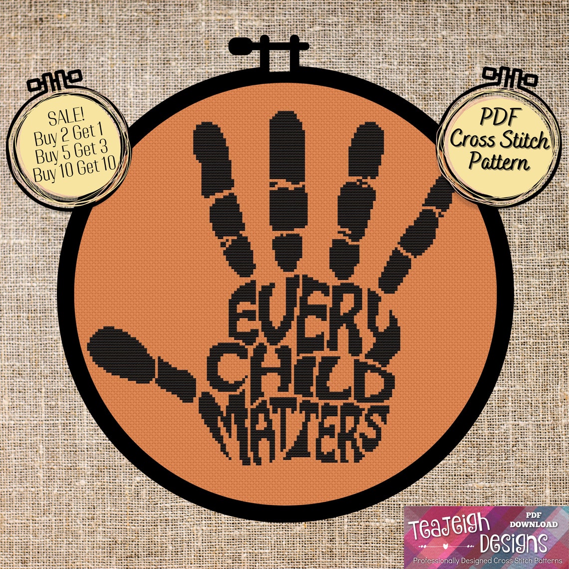 Every Child Matters Handprint Easy Cross Stitch Pattern - Printable and ...