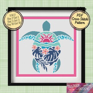Hawaiian Sea Turtle Cross Stitch Pattern - Printable and Pattern Keeper ...