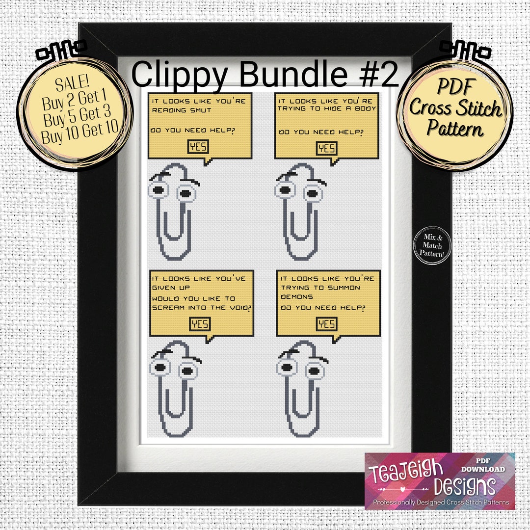 Clippy Meme Cross Stitch Patterns - Bundle #2 - Printable and Pattern ...