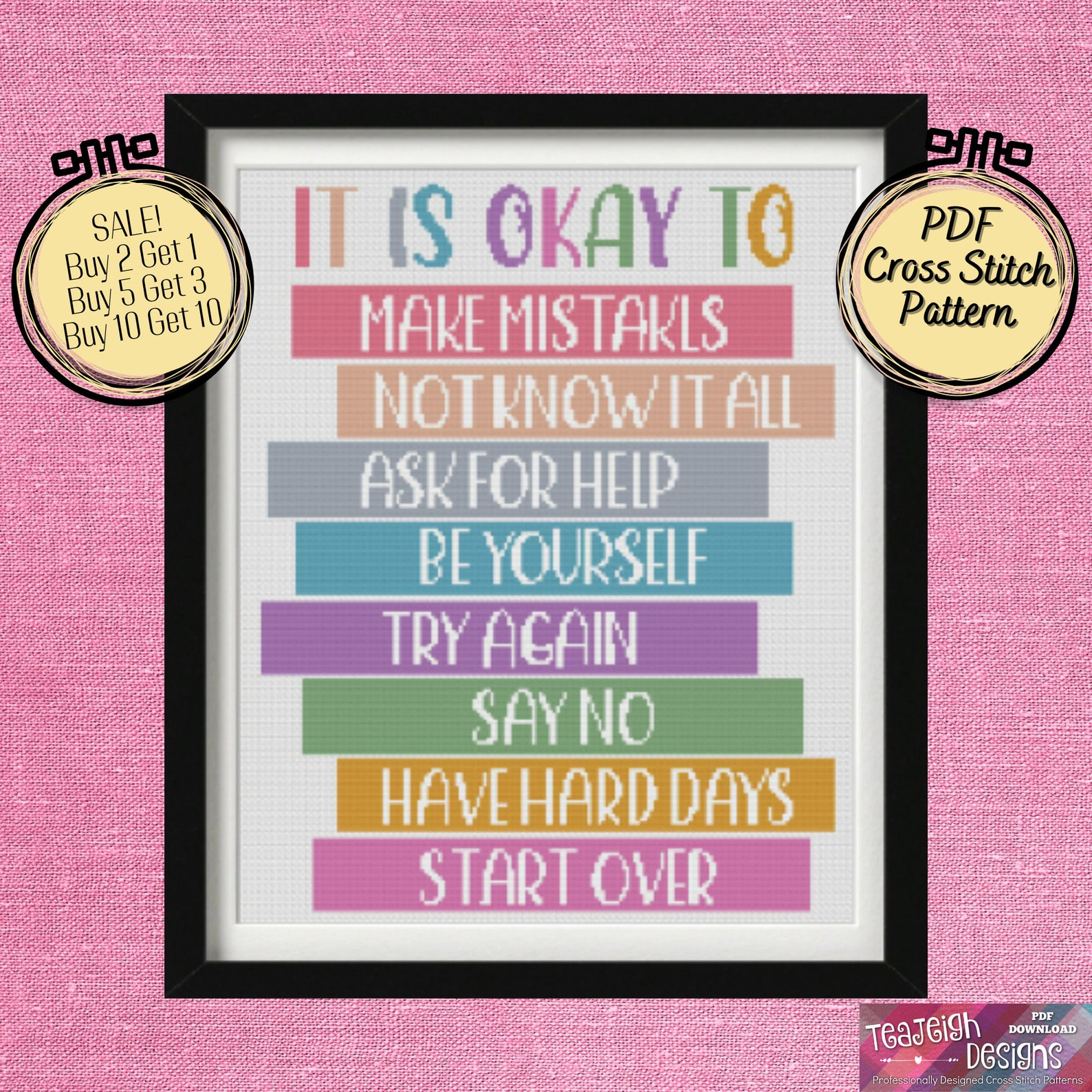 It is Okay Inspirational Cross Stitch Pattern Printable and - Etsy
