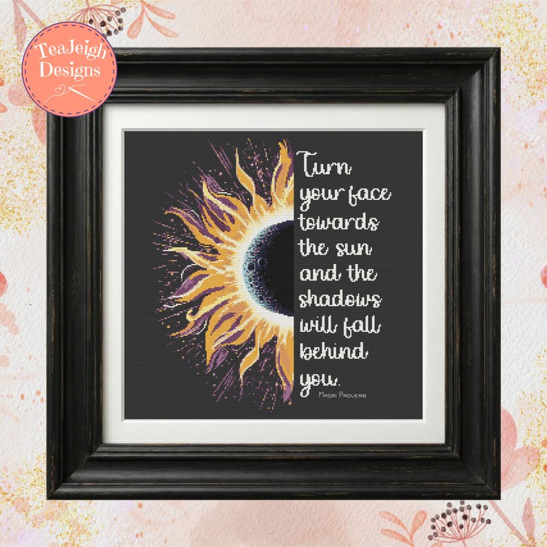 Maori Proverb Sun Cross Stitch Pattern With Solar Eclipse - PDF Files ...