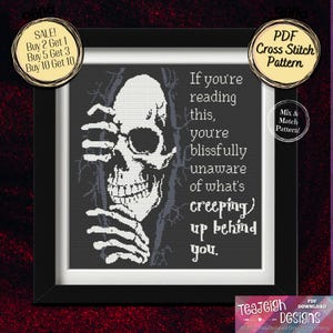 Creepy Skeleton Cross Stitch Pattern - Blissfully Unaware of What's ...