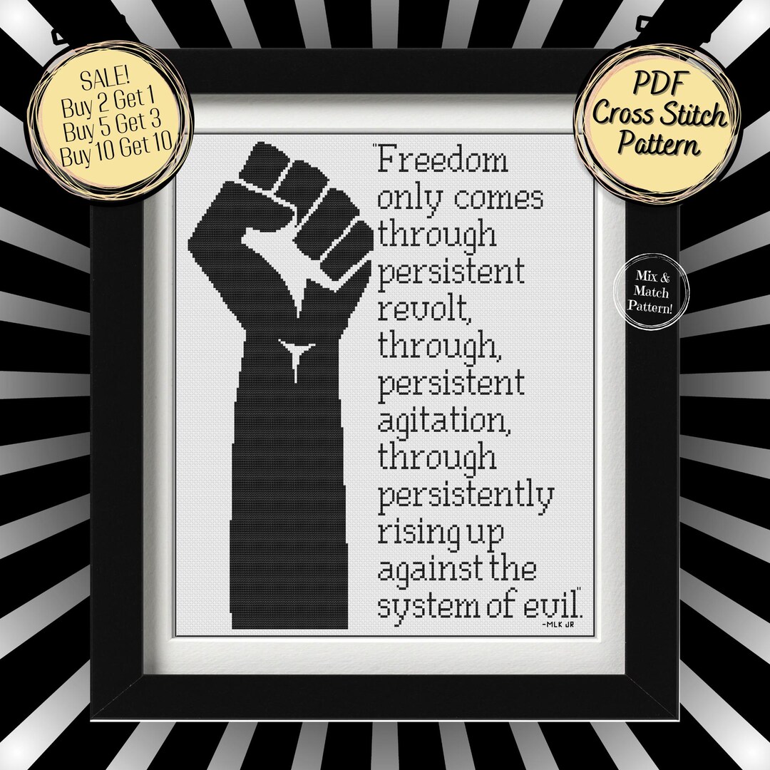 Resistance Cross Stitch Pattern - MLK Jr Quote - Printable and Pattern ...