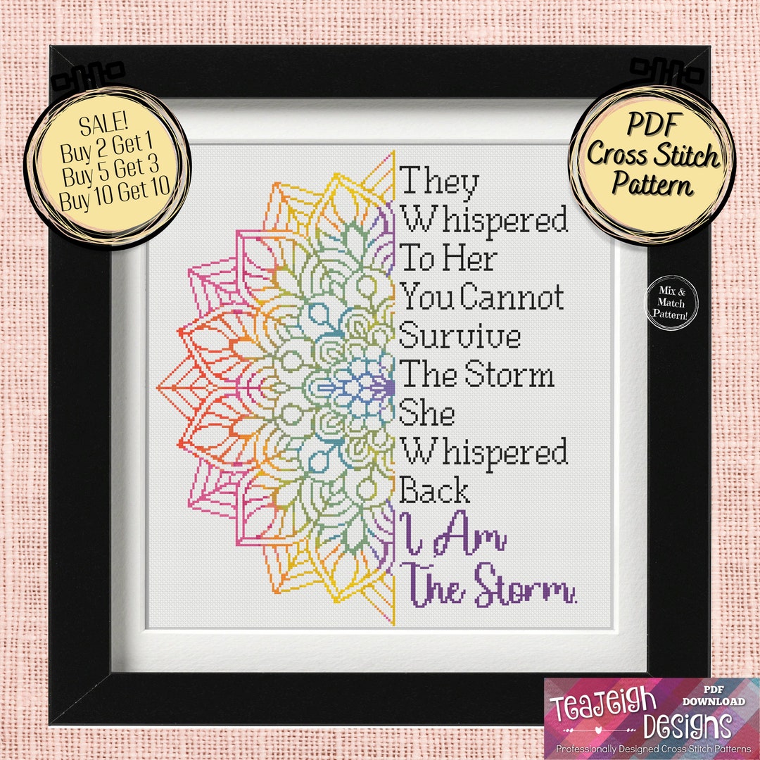 I Am the Storm Cross Stitch Pattern - Ombre Mandala - Mix and Match ...