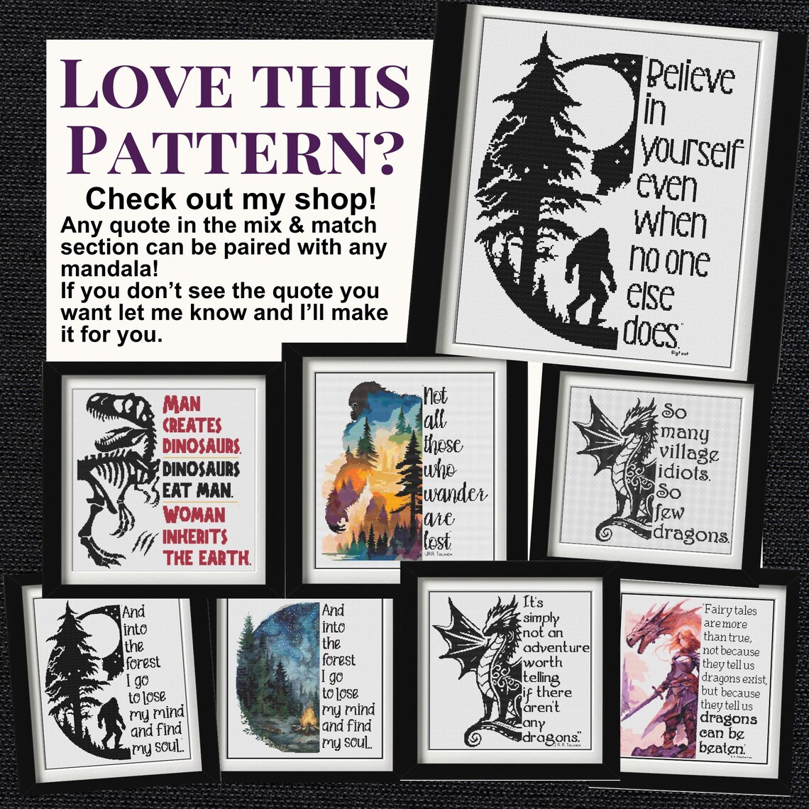Bigfoot Sasquatch Cross Stitch Pattern - Believe in Yourself Even When ...