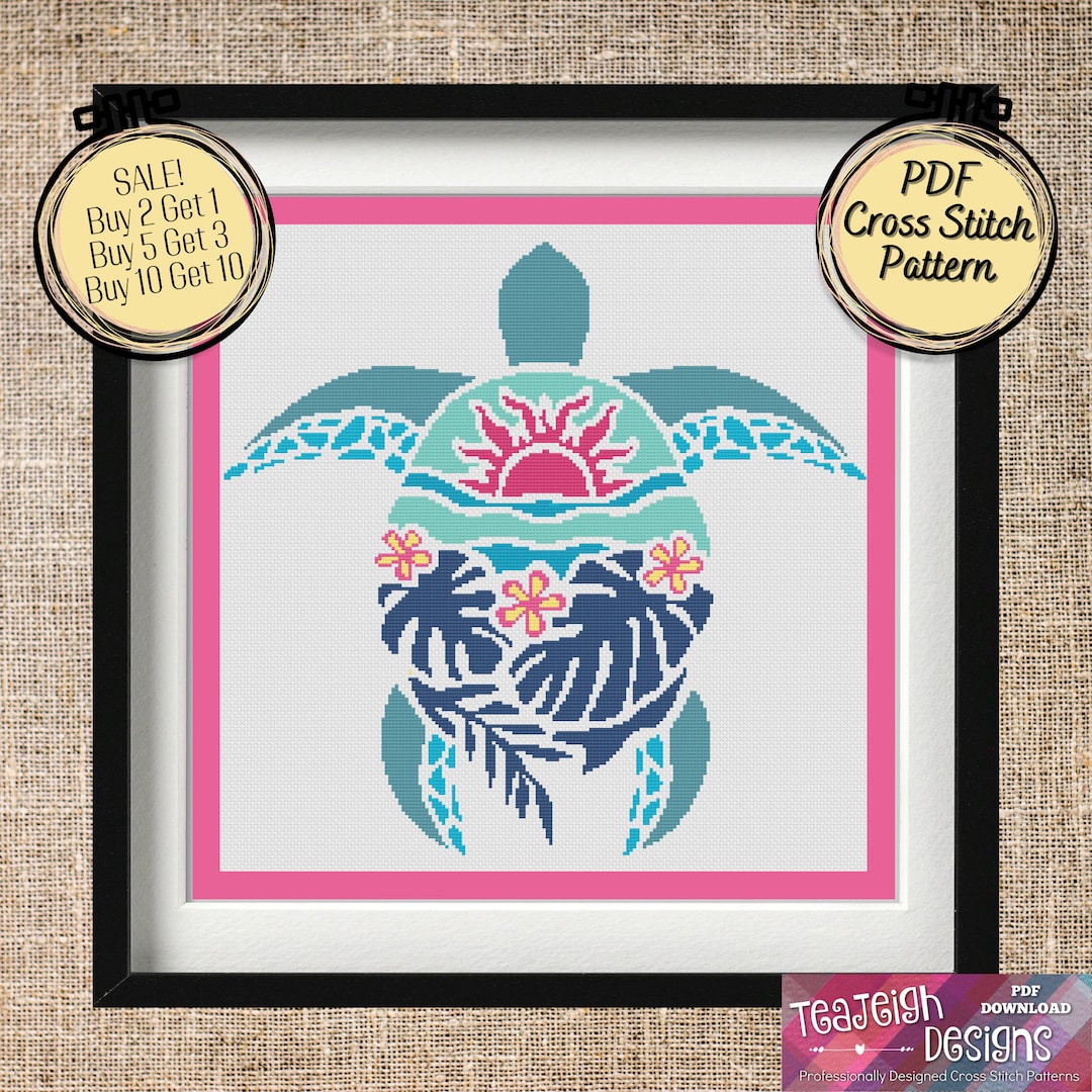 Hawaiian Sea Turtle Cross Stitch Pattern - Printable and Pattern Keeper ...