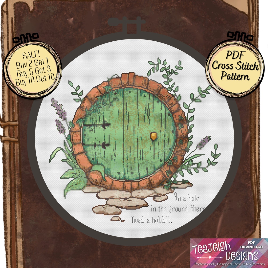Hobbit Door Cross Stitch Pattern JRR Tolkien Printable and - Etsy