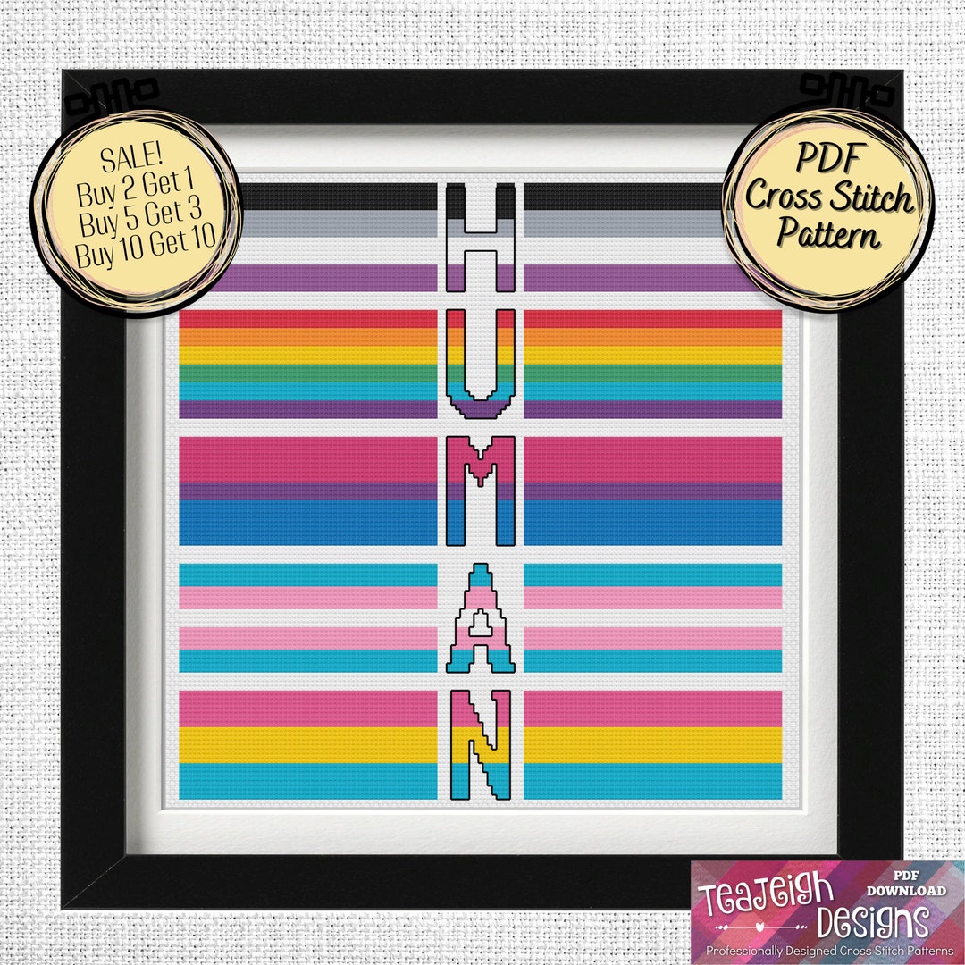 Cross Stitch Pattern HUMAN With Vertical Stripes - Printable and ...